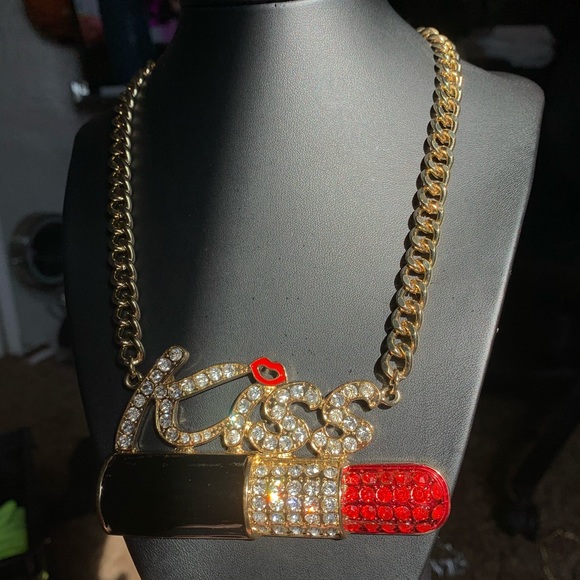 Jewelry | Iced Out Gold Kiss Chain | Poshmark